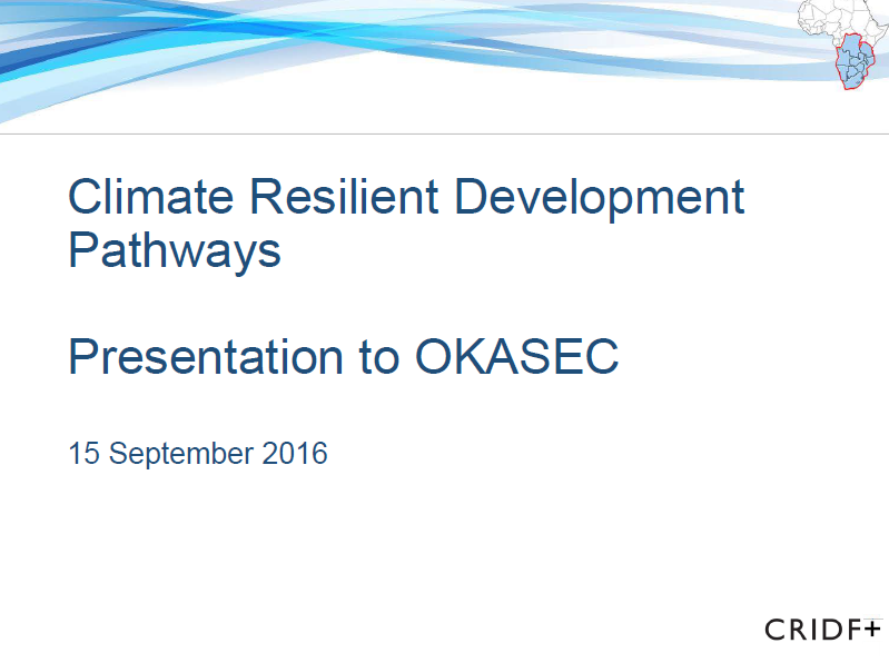 Presentation on the Climate Resilient Development Pathways approach | CRIDF RC