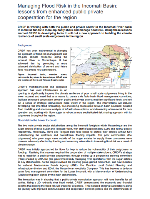 Managing flood risk in the Incomati Basin: Lessons from the enhanced ...