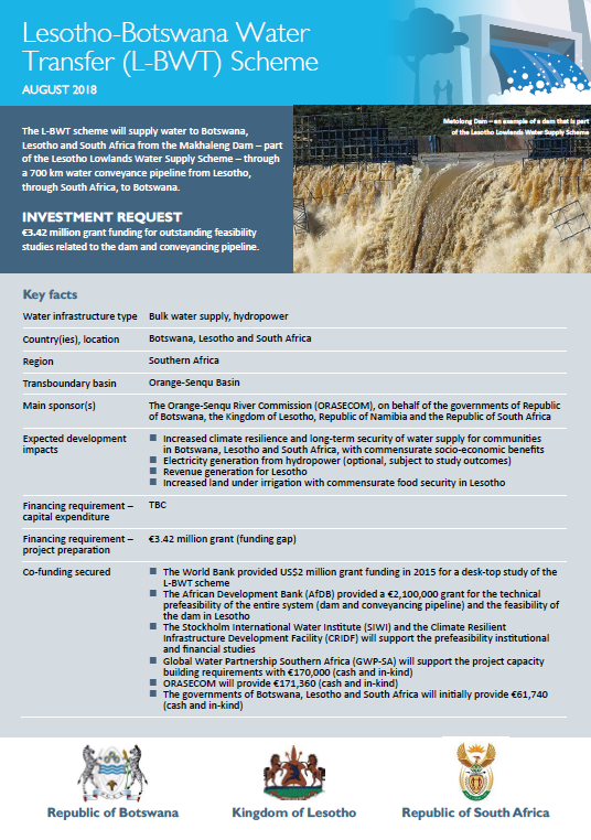 Project Pitch: Lesotho-Botswana Water Transfer Scheme | CRIDF RC